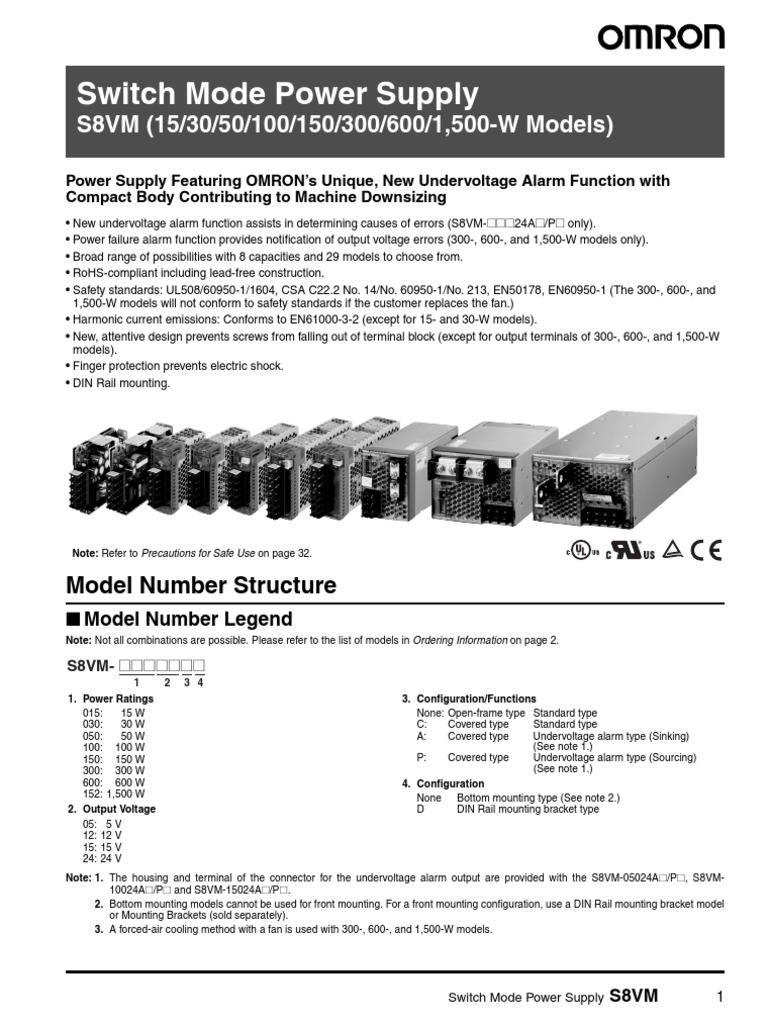 Omron S8VM 60024C Datasheet | PDF | Rectifier | Power Supply