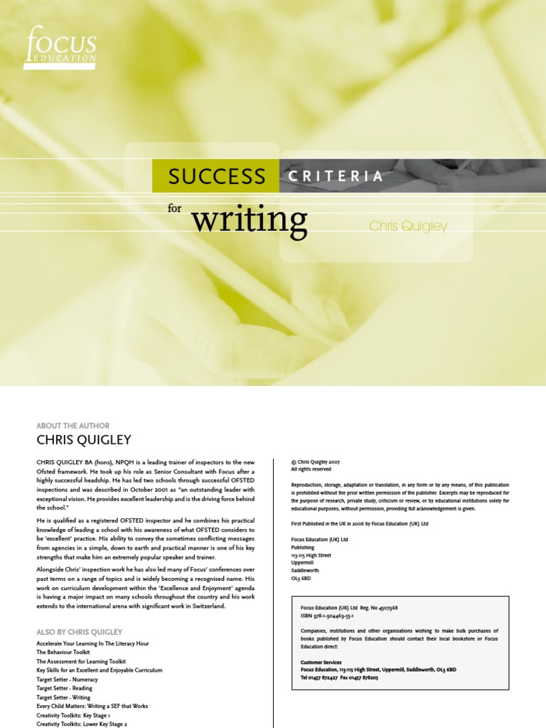 Success Criteria For Writing 1 | PDF | Poetry | Verb