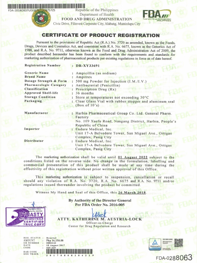 CTC - 01AUG2022 - AMPITREX 500mg - CPR | PDF