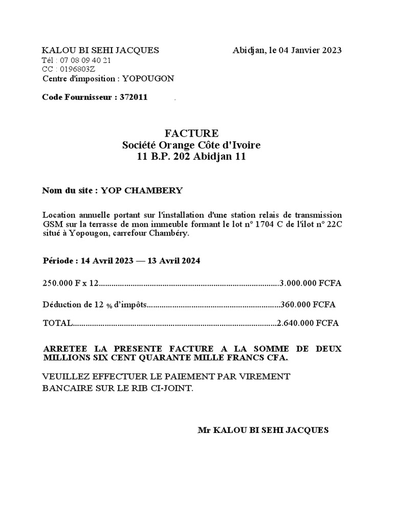 Facture Orange | PDF | Finance et gestion monétaire