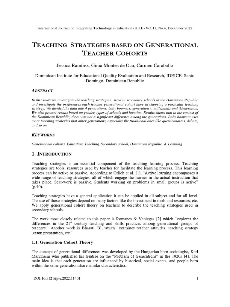 Teaching Strategies Based On Generational Teacher Cohorts | PDF ...