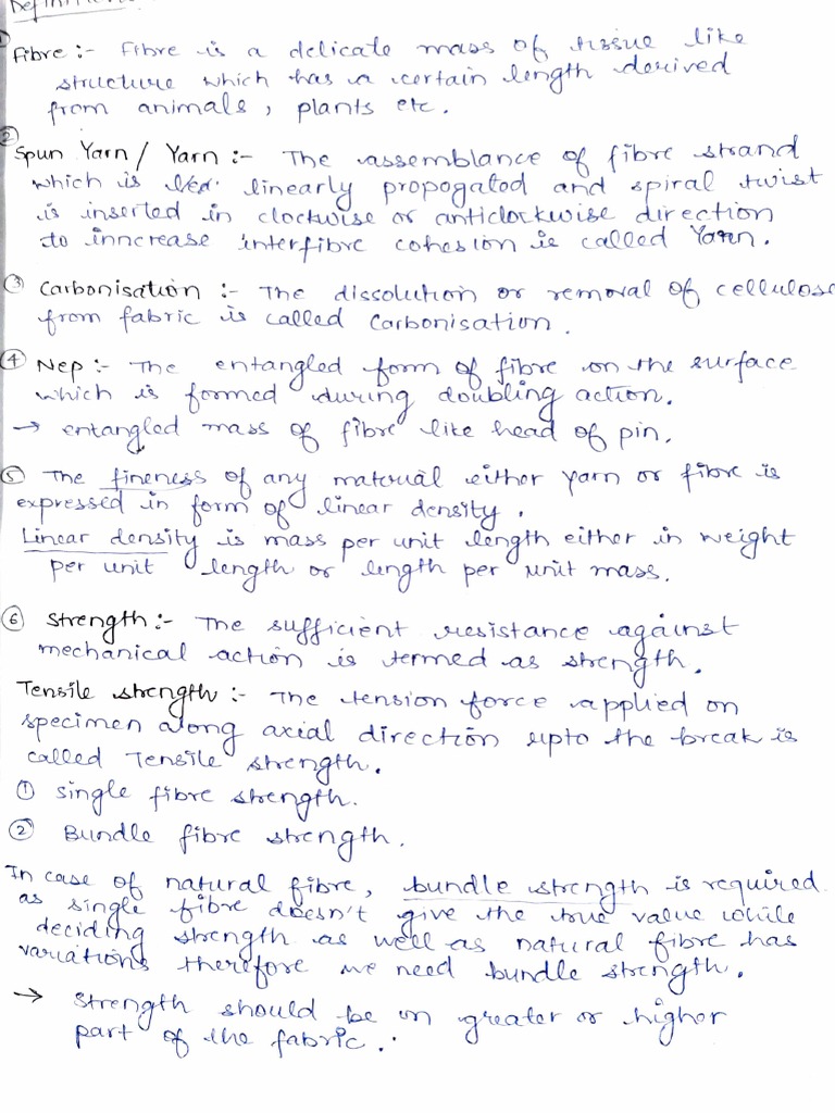 Textile Fibre Notes | PDF | Materials | Textiles