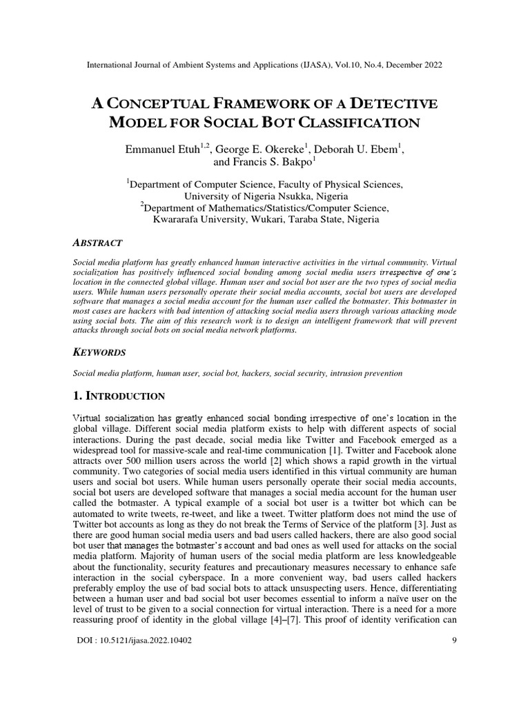 A Conceptual Framework of A Detective Model For Social Bot Classification | PDF | Popular ...