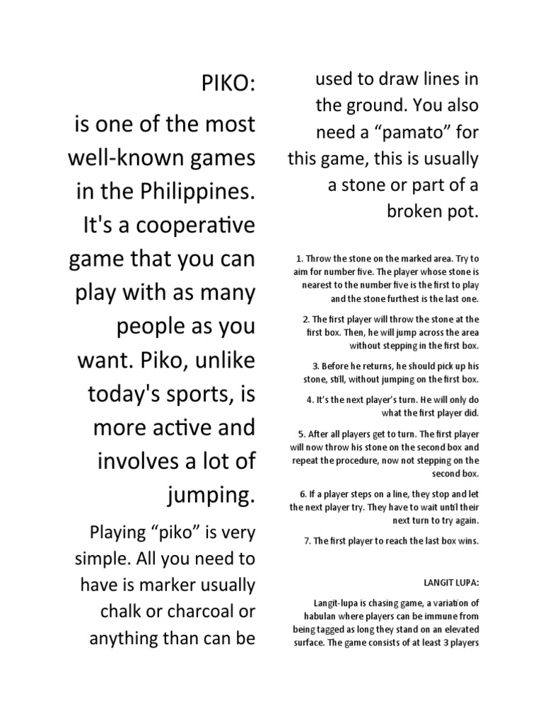PIKO | PDF | Sports | Entertainment