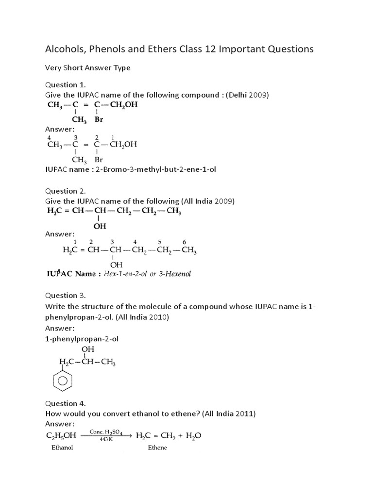 Alcohols Phenols Ethers-1 | PDF | Ether | Chemical Reactions