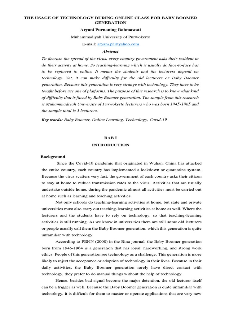 Baby Boomers' Tech Challenges in Online Classes | PDF | Educational ...