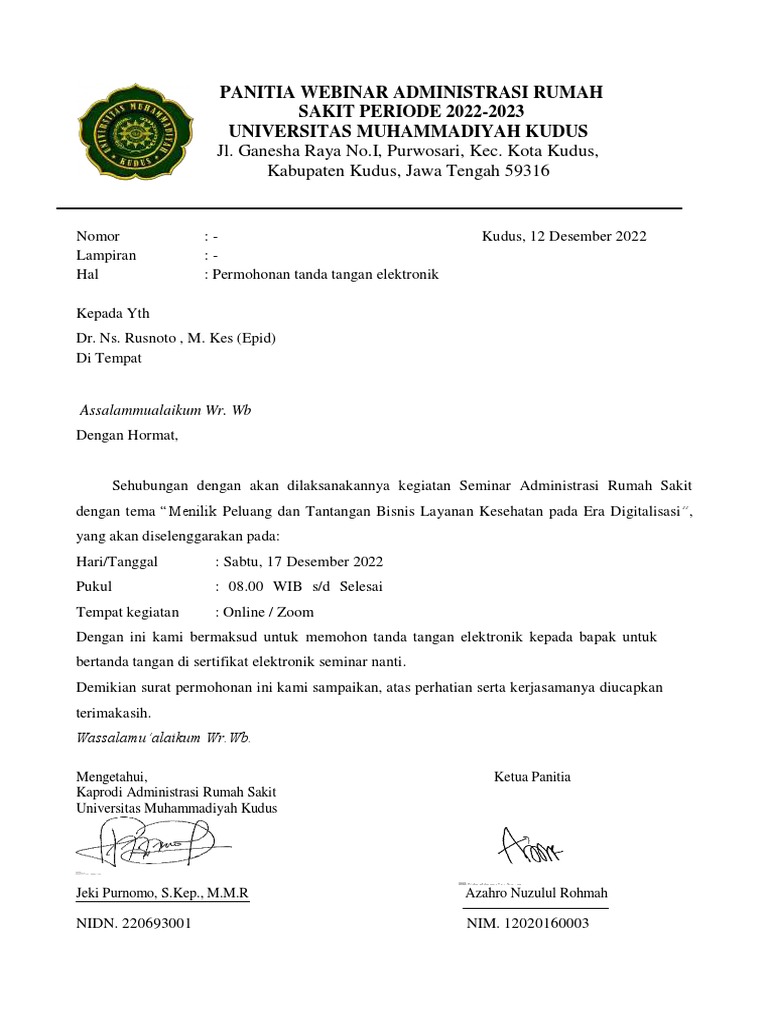 Surat Permohonan Tanda Tangan | PDF