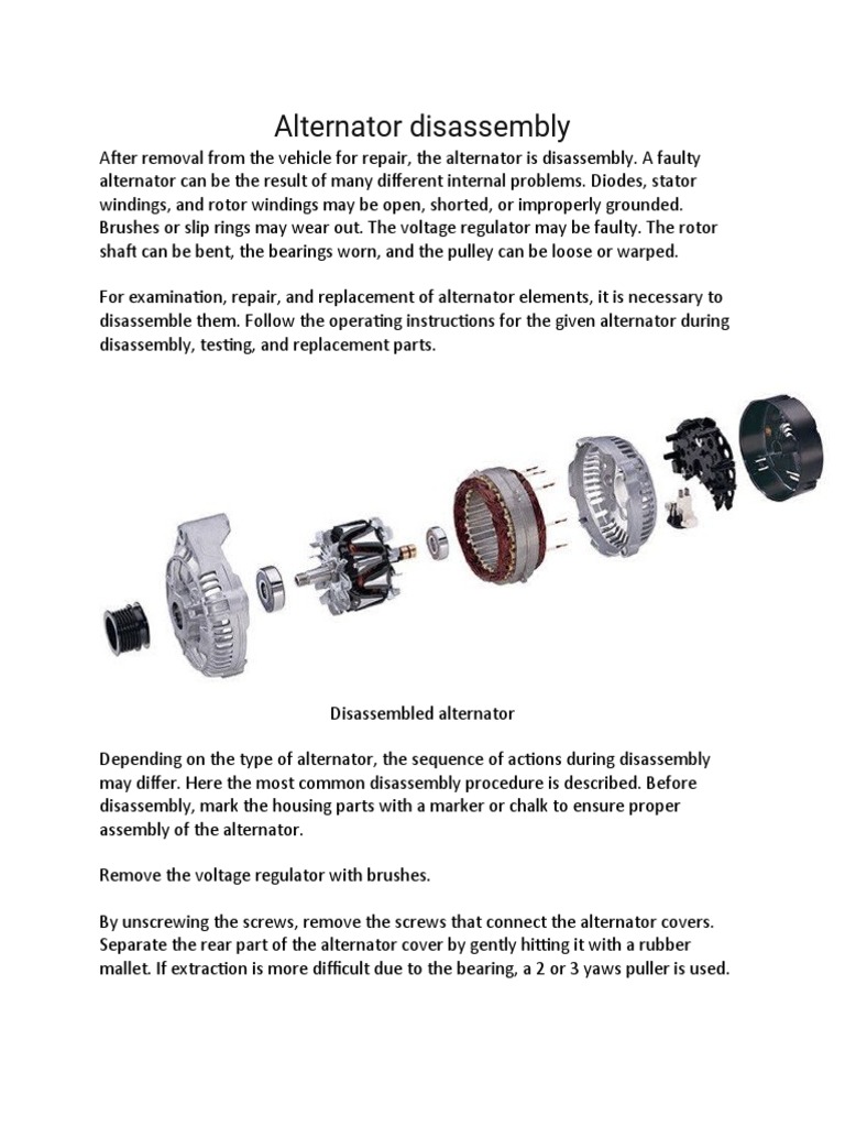 Procedure in Disassembling Alternator | PDF