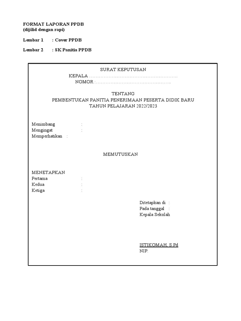 Format PPDB Tahun Ajaran 2022 2023 | PDF