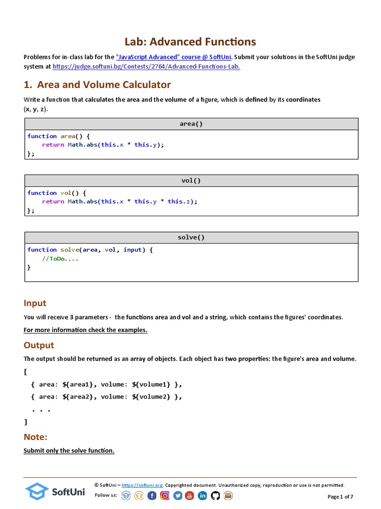 JS-Advanced-Advanced-Functions-Lab | PDF | Parameter (Computer Programming) | Command Line Interface