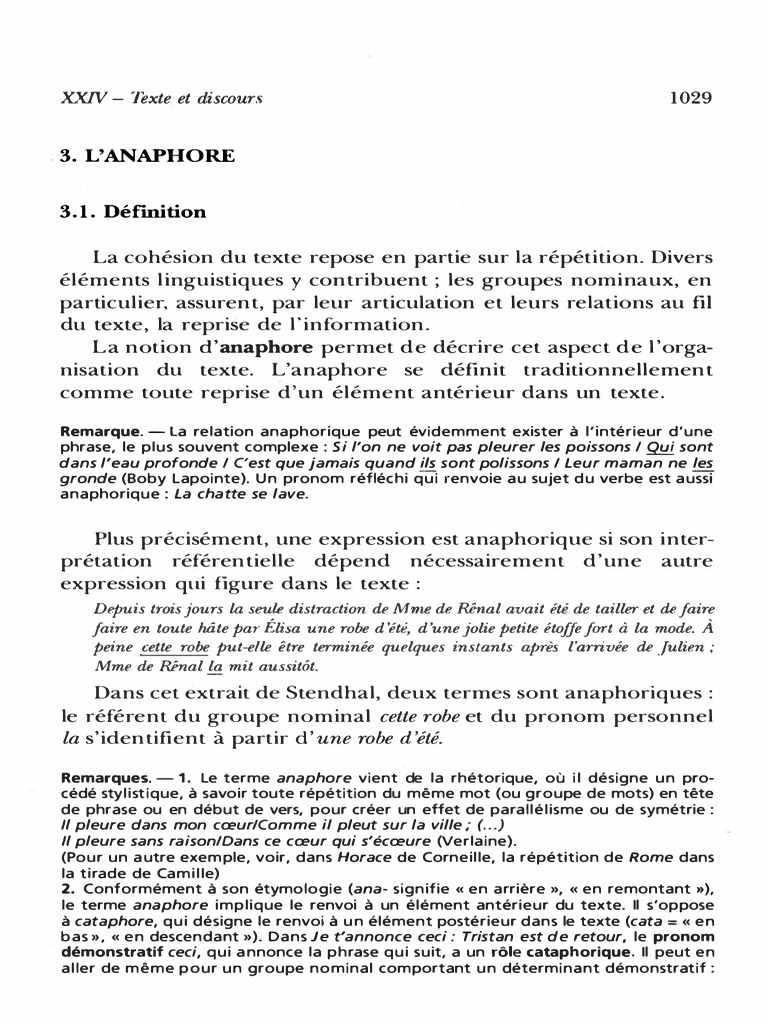 Comprendre l'anaphore en texte | PDF | Pronom | Phrase