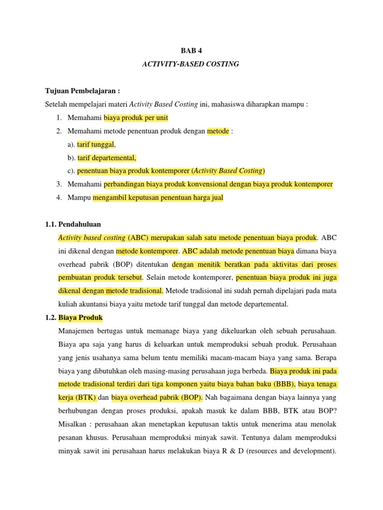 4 - Materi Activity Based Costing | PDF