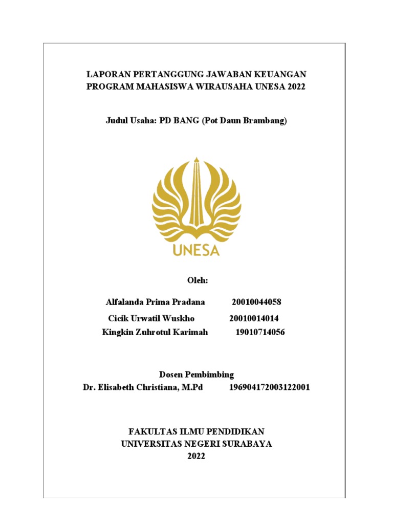 Lap Keuangan PMW - PD BANG-1 | PDF | Griya & Taman