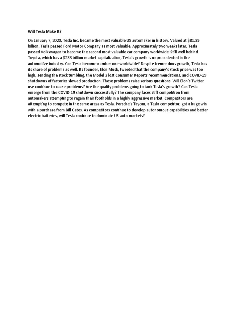 Tesla First Mover Advantage | PDF | Business