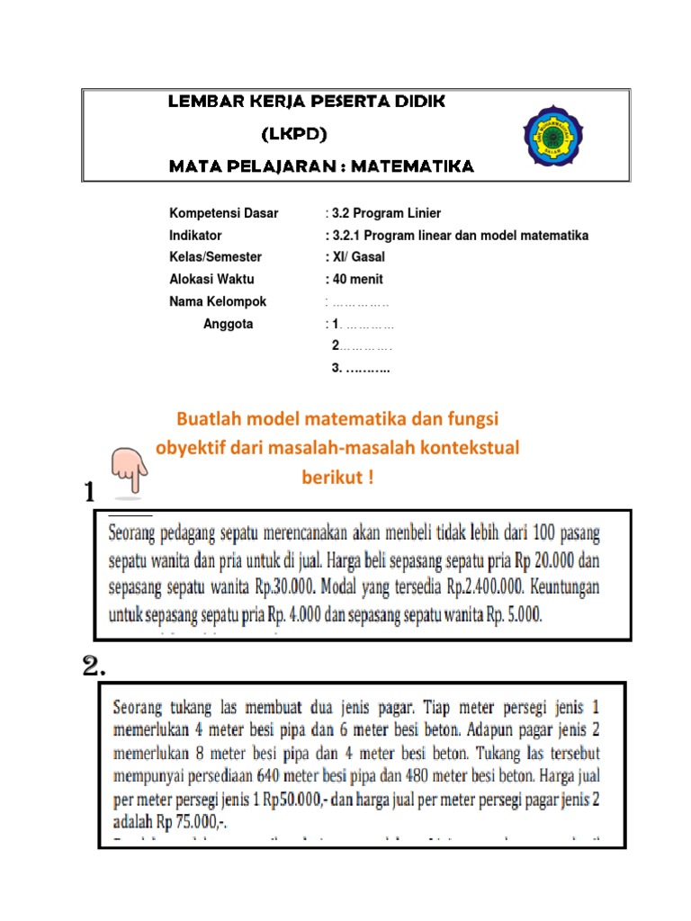 Program Linier Kelas XI | PDF