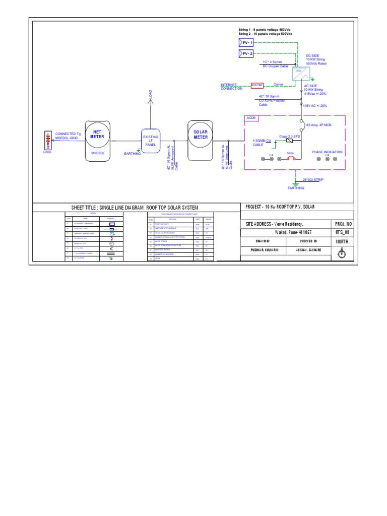 10 KW Roof Top Solar PV Power Plant Single Line Diagram | PDF ...