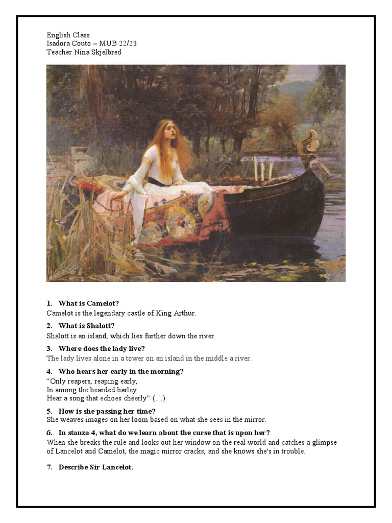 English Task - Lady of Shalott | PDF