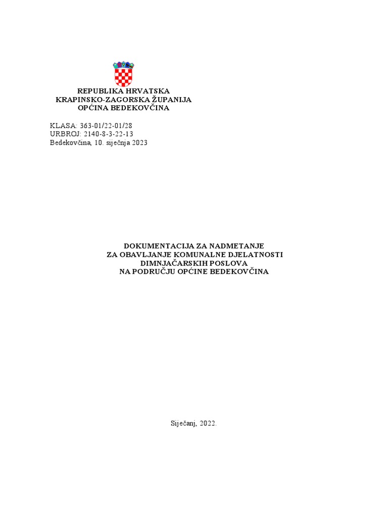 Dokumentacija Za Nadmetanje | PDF