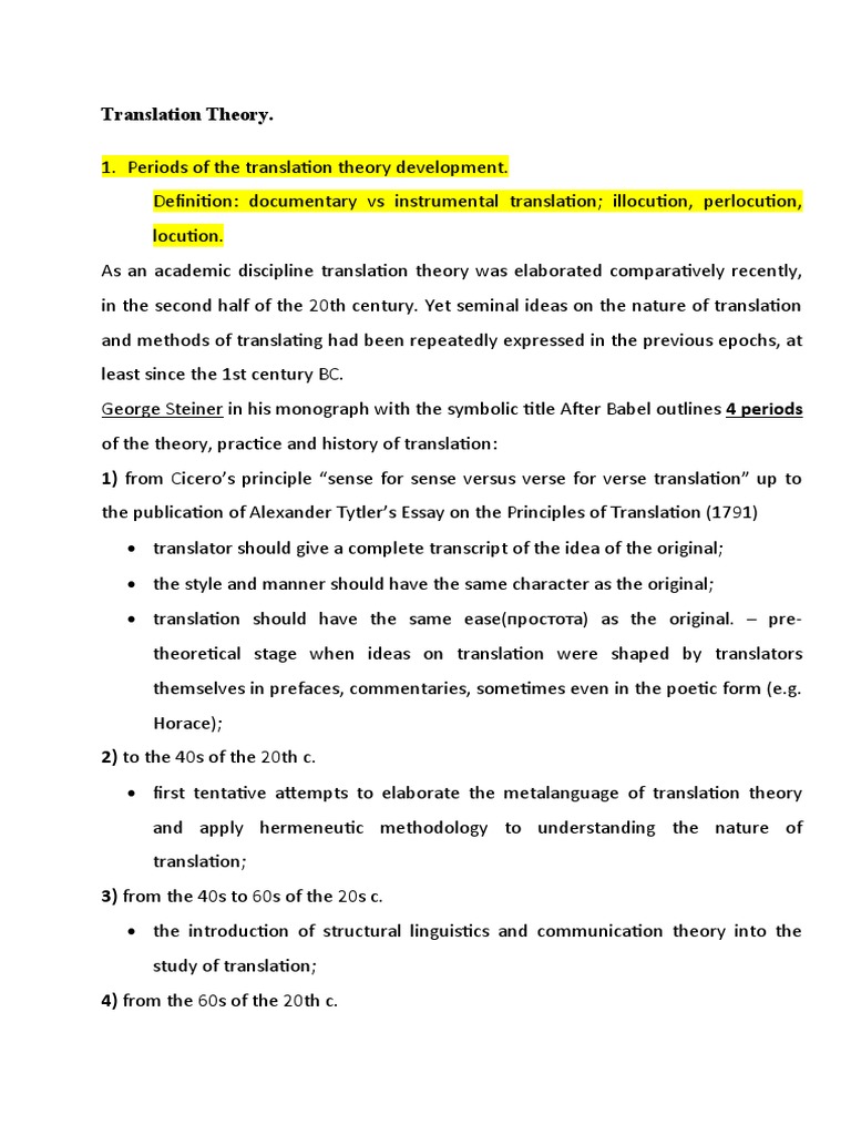 Translation Theory Development | PDF | Translations | Linguistics