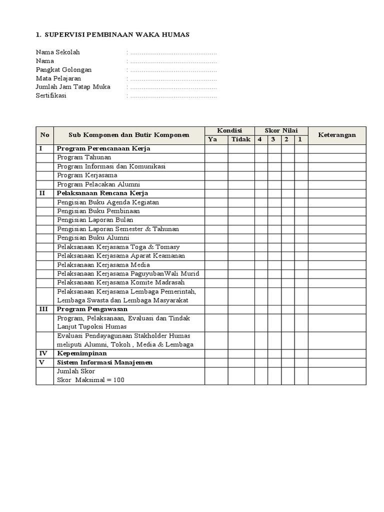 Supervisi Pembinaan Waka Humas | PDF | Karier & Perkembangan