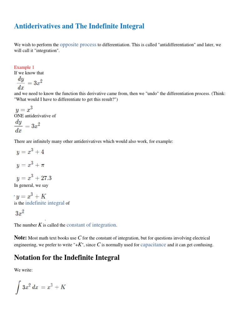 Antiderivatives and Indefinite Integrals Guide | PDF | Integral | Area