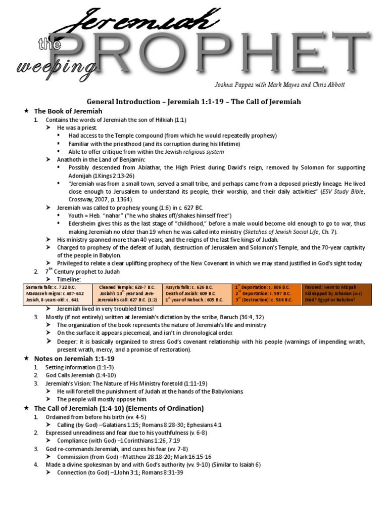 Outline Weeping Jeremiah-Lamentations All | PDF | Jeremiah | Hebrew ...