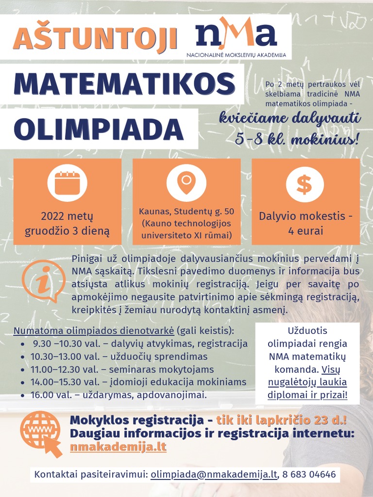 8-Oji Nma Matematikos Olimpiada Kvietimas | PDF