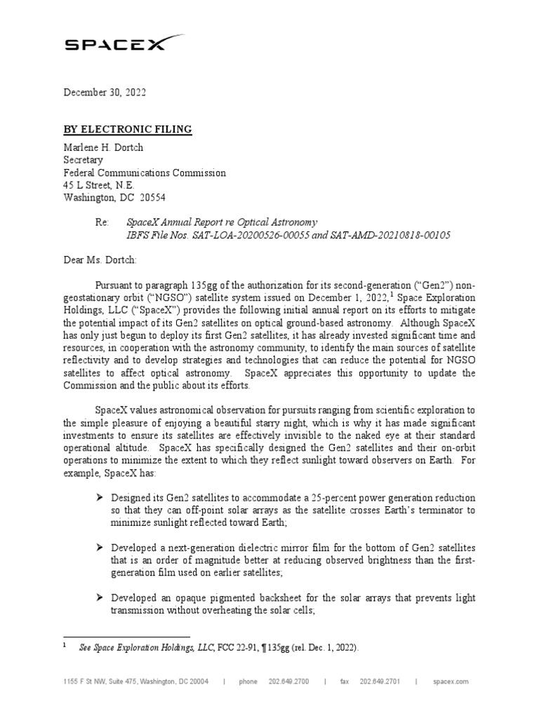 SpaceX Annual Report | Download Free PDF | Satellite | Space X