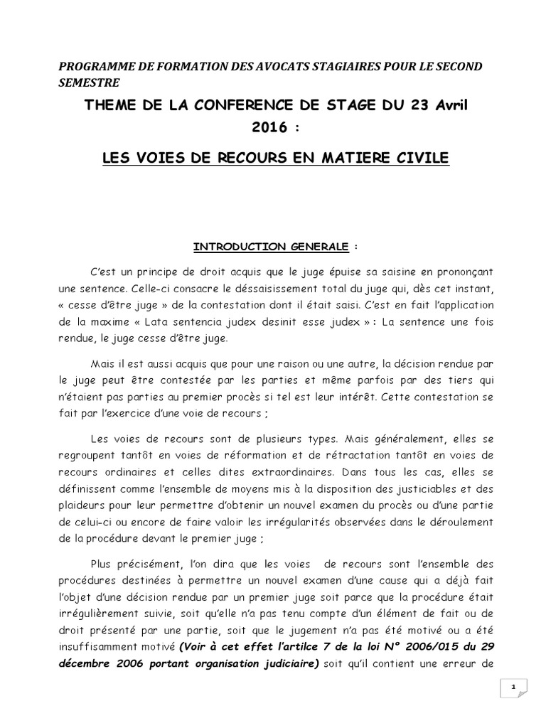 Expose Sur Les Voies de Recours | PDF | Compétence | Institutions gouvernementales