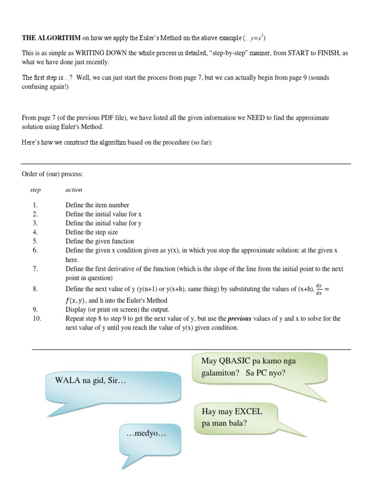 Application of Euler's Method Continuation - PROGRAMMING CODES | PDF