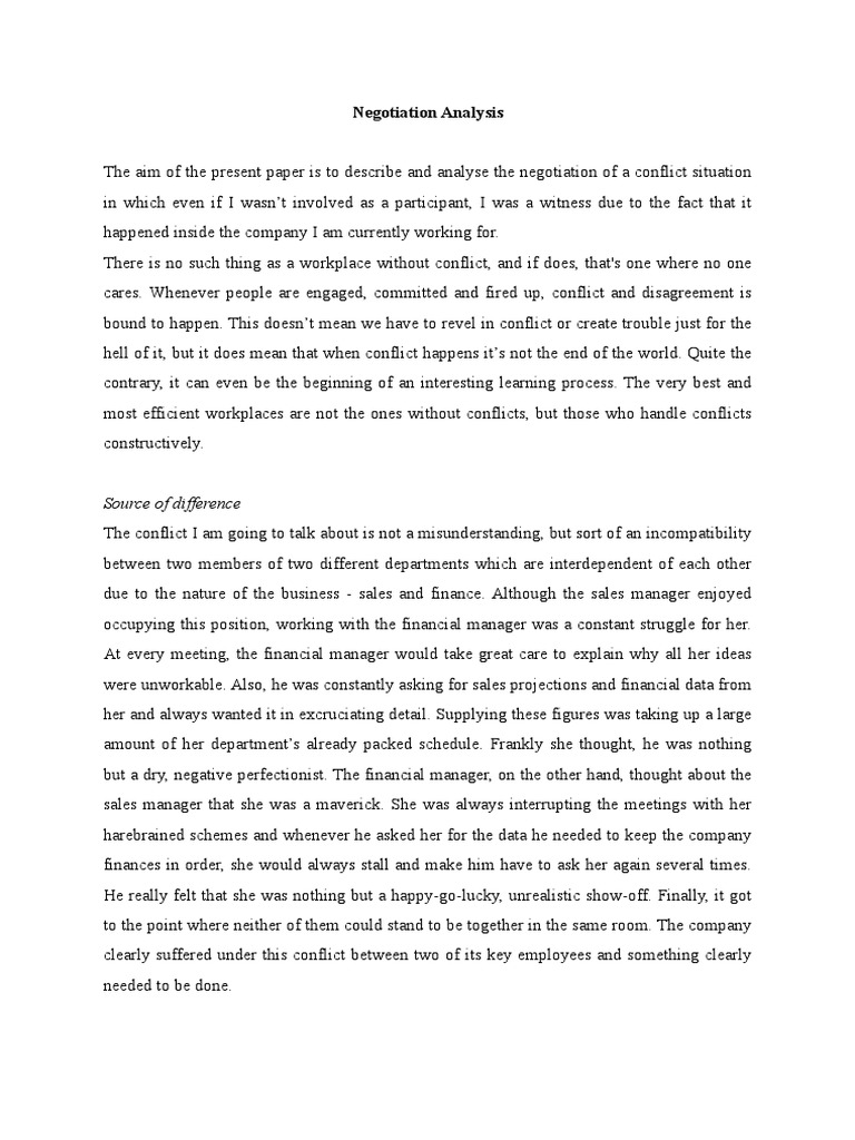 Negotiation Analysis | PDF | Negotiation | Goal