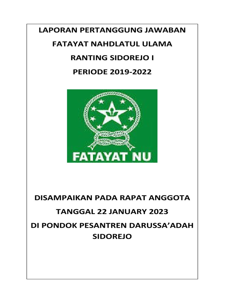 LPJ Fatayat NU Sidorejo | PDF