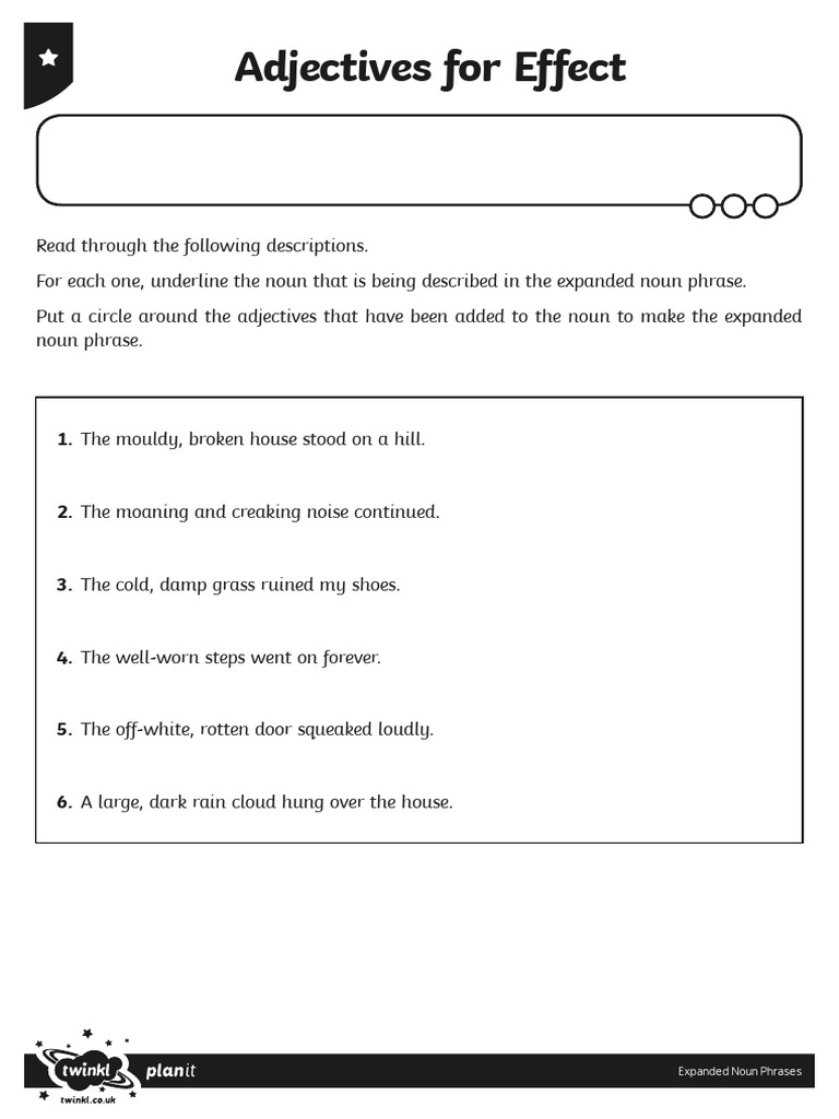 Adjectives For Effect Differentiated Activity Pack | PDF | Adjective | Noun