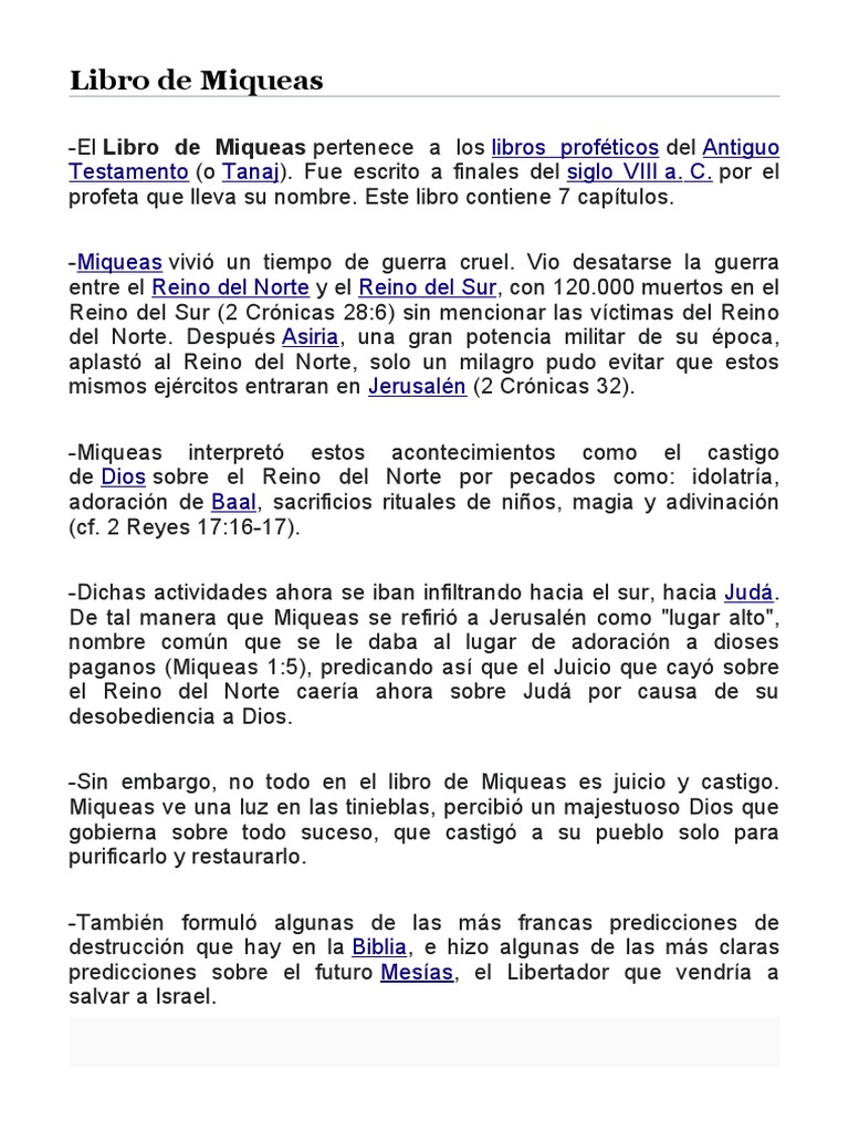 Miqueas | PDF | Contenido bíblico | Creencia religiosa y doctrina