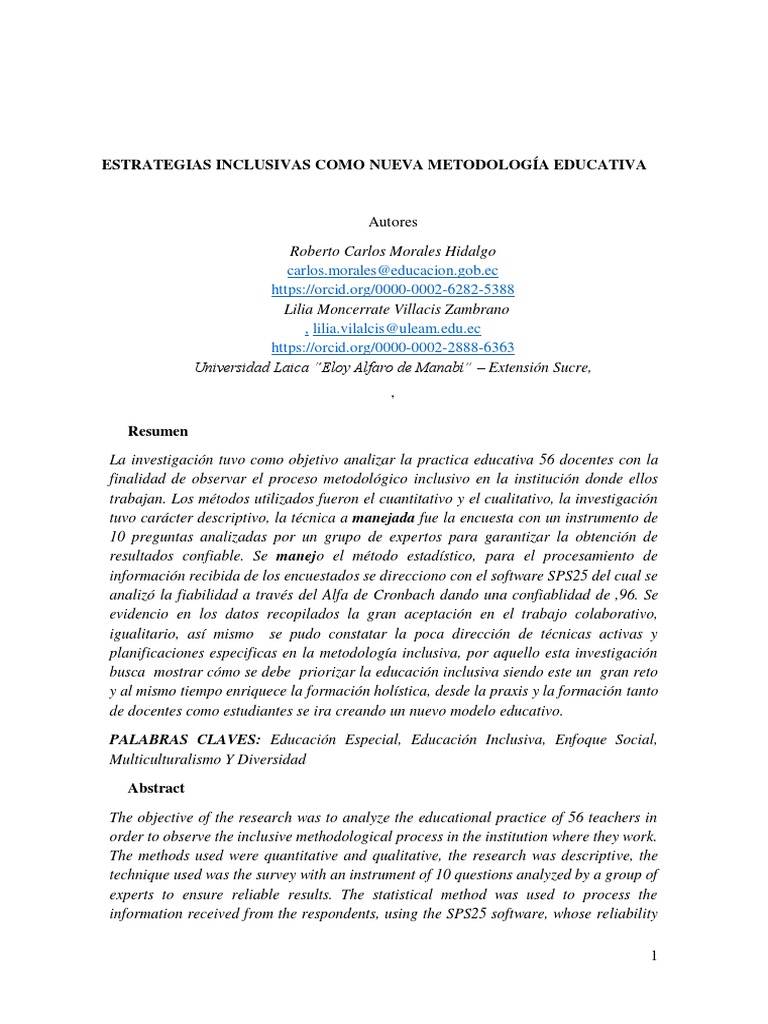 Estrategias Inclusivas Como Nueva Metodología Educativa Pdf Método