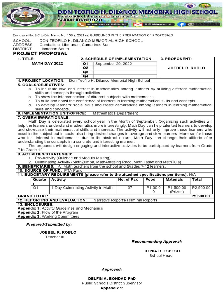 Math Day 2022 Project Proposal | PDF | Reading Comprehension | Mental ...