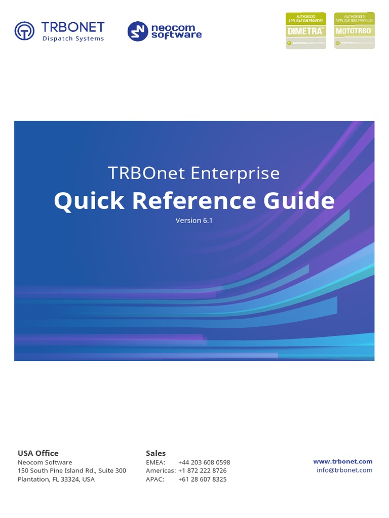 TRBOnet Enterprise Quick Reference Guide v6.1 | PDF | Command Line Interface | Trademark
