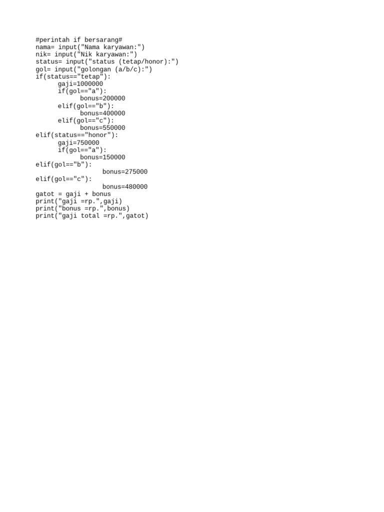 Program Input Gaji Karyawan | PDF