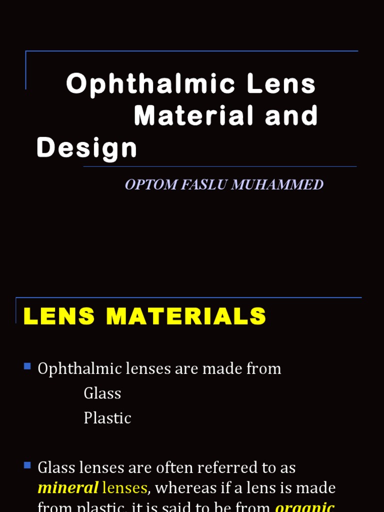 Ophthalmic Lens Materials Guide | PDF | Refractive Index | Light