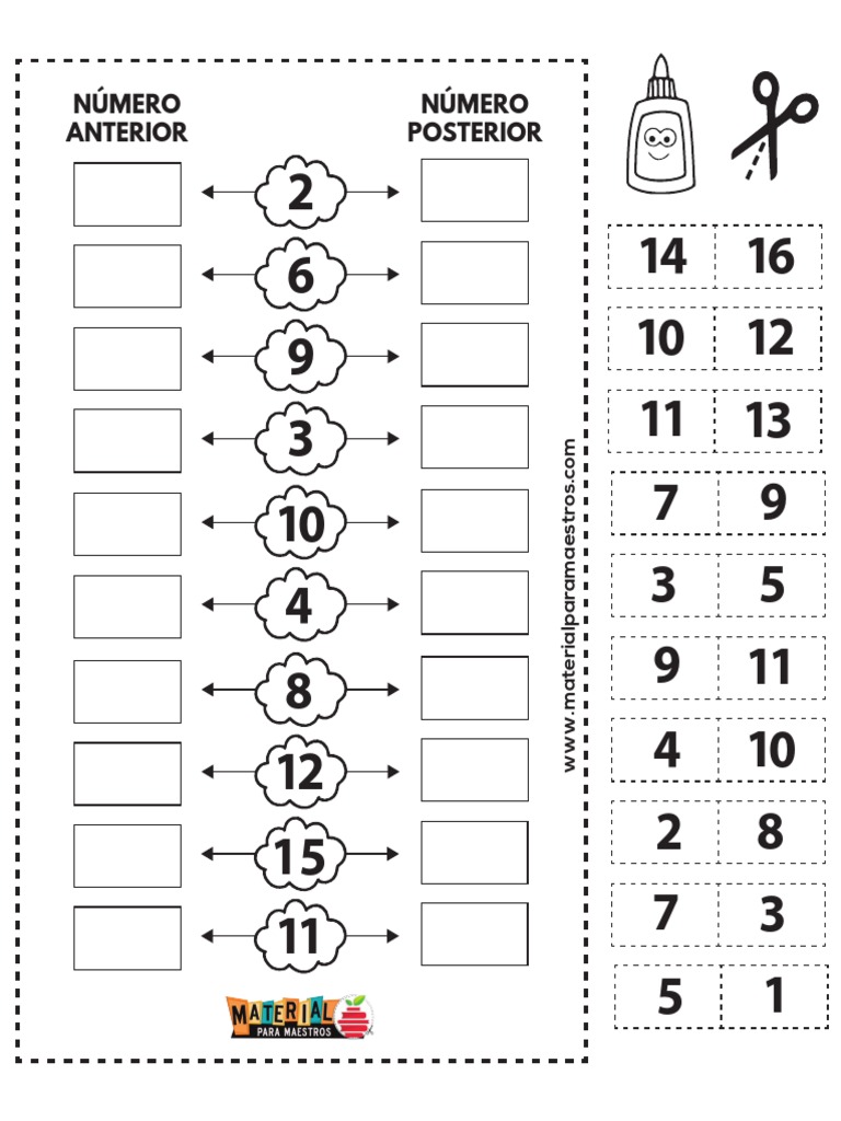 Ejercicios de Números Anterior y Posterior | PDF