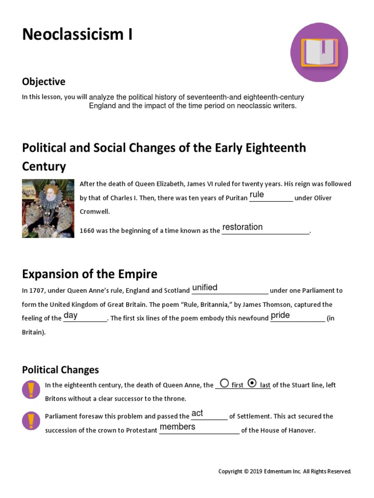 Neoclassicism I: Political and Social Changes of The Early Eighteenth ...