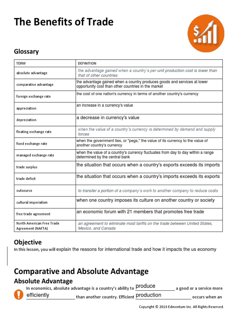 The Benefits of Trade: Glossary | PDF | Exchange Rate | Currency ...
