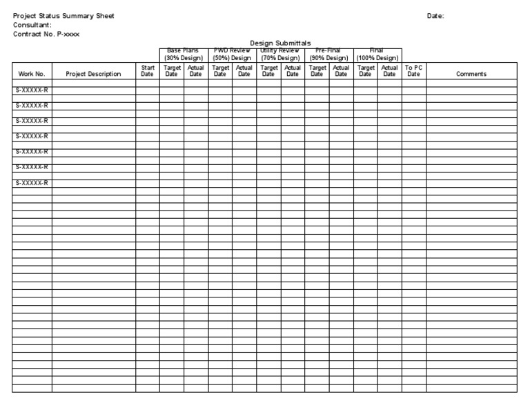 Project Status Summary Sheet | PDF