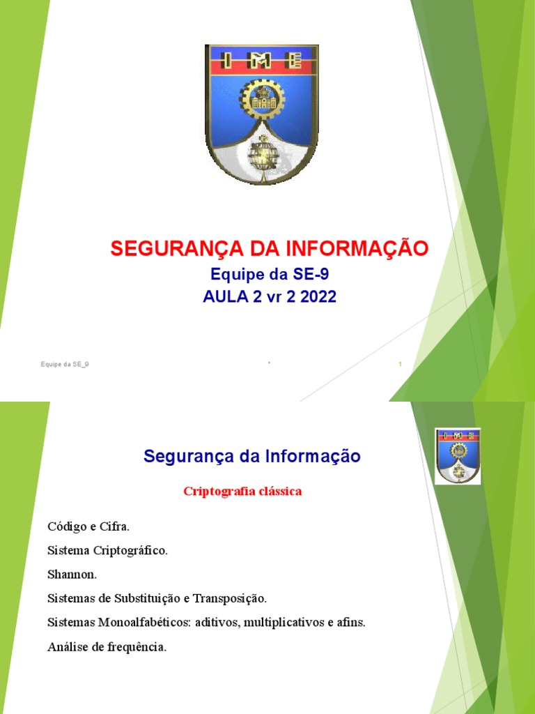 Aula 02 | PDF | Criptografia | Criptoanálise