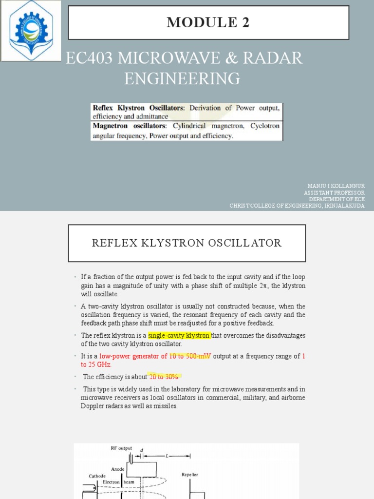 Reflex Klystron | Download Free PDF | Electromagnetic Radiation | Electrical Engineering