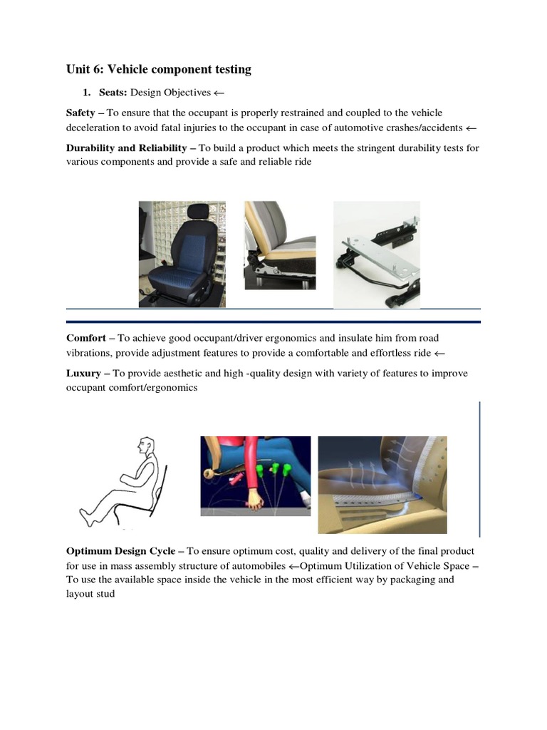 Unit 6 - Vehicle Component Testing | PDF | Airbag | Seat Belt