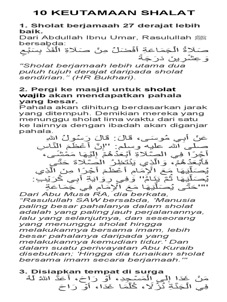 10 Keutamaan Shalat | PDF