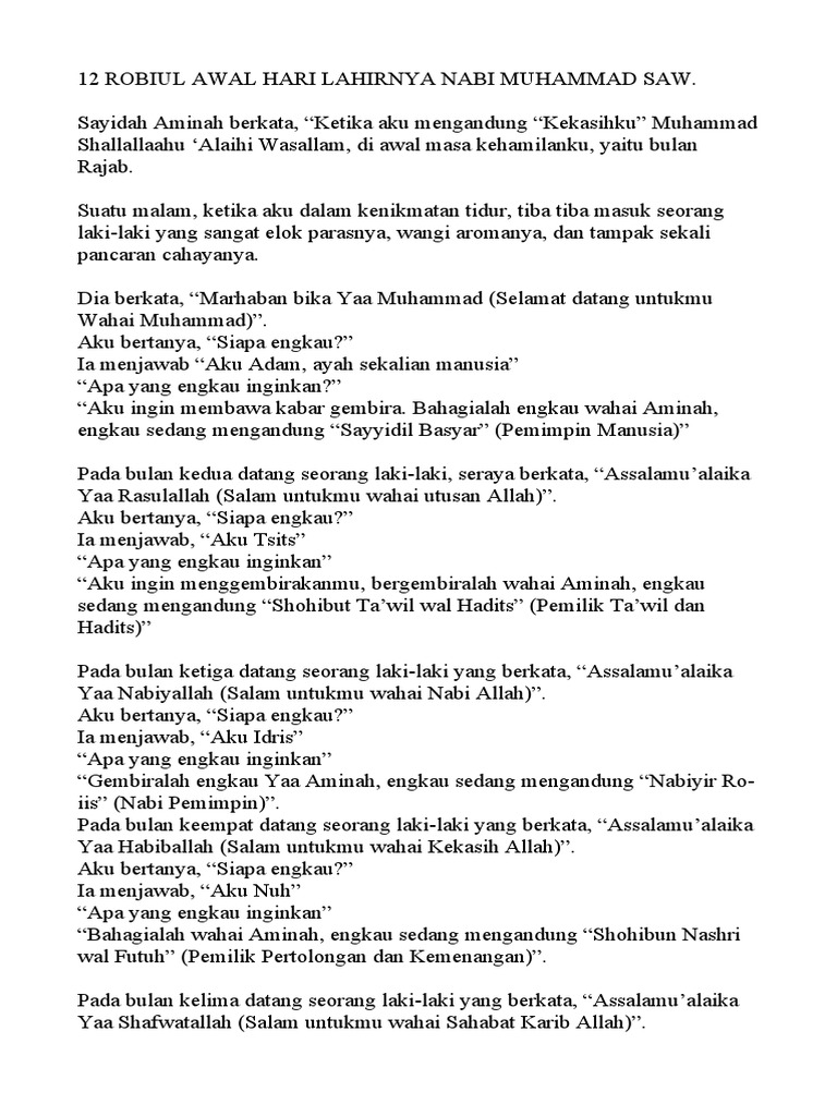 12 Robiul Awal Hari Lahirnya Nabi Muhammad Saw | PDF