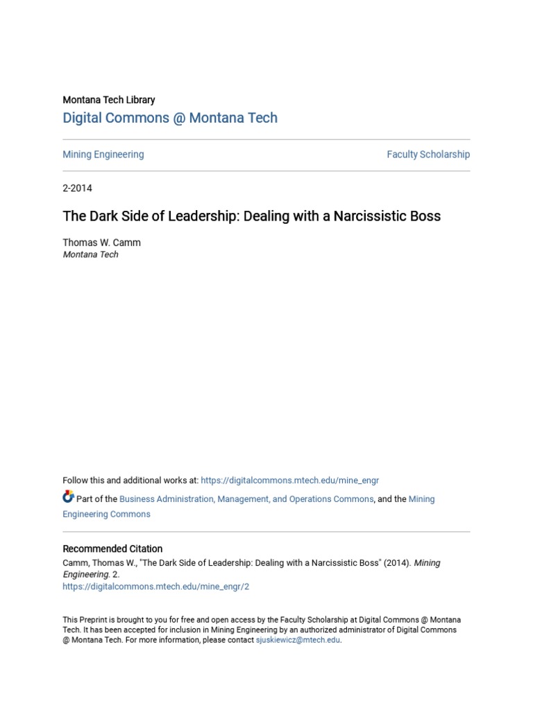 The Dark Side Of Leadership Dealing With A Narcissistic Boss Pdf