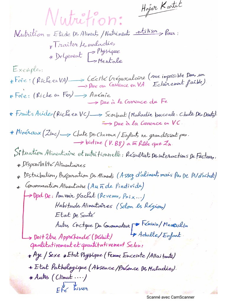Nutrition (Cours+notes) | PDF
